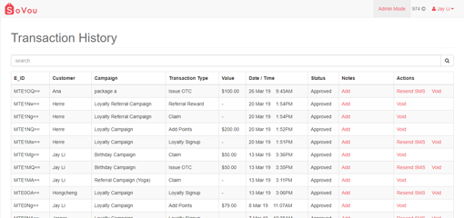Your Transaction History - SoVou